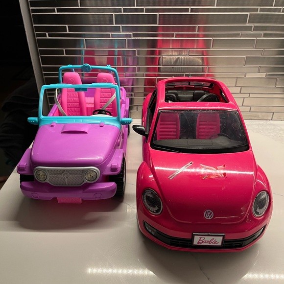 Barbie | Toys | Two Barbie Cars Barbie Purple Off Road Vehicle And Pink ...